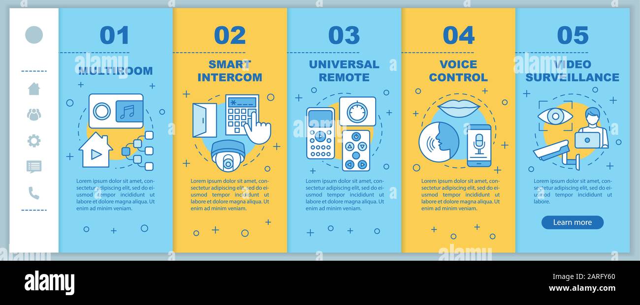 Smart Home Onboarding Mobile Web Pages Vector Template Automation