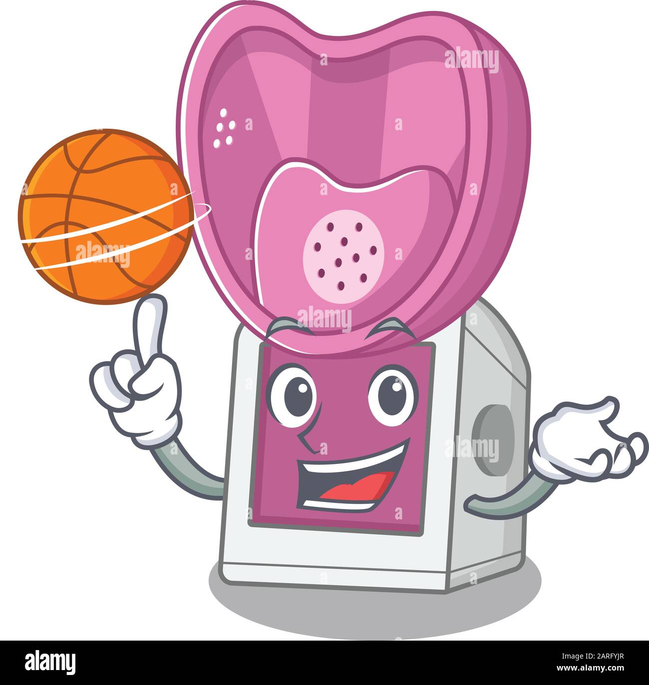 A mascot picture of steam inhaler cartoon character playing basketball ...