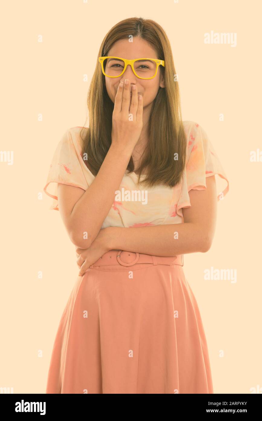 One giggling female hi-res stock photography and images - Alamy