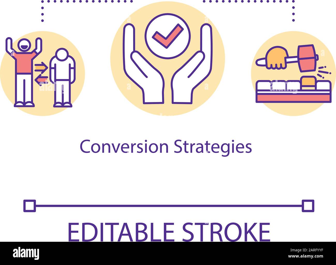 Conversion strategies concept icon. Corporate goal setting idea thin ...
