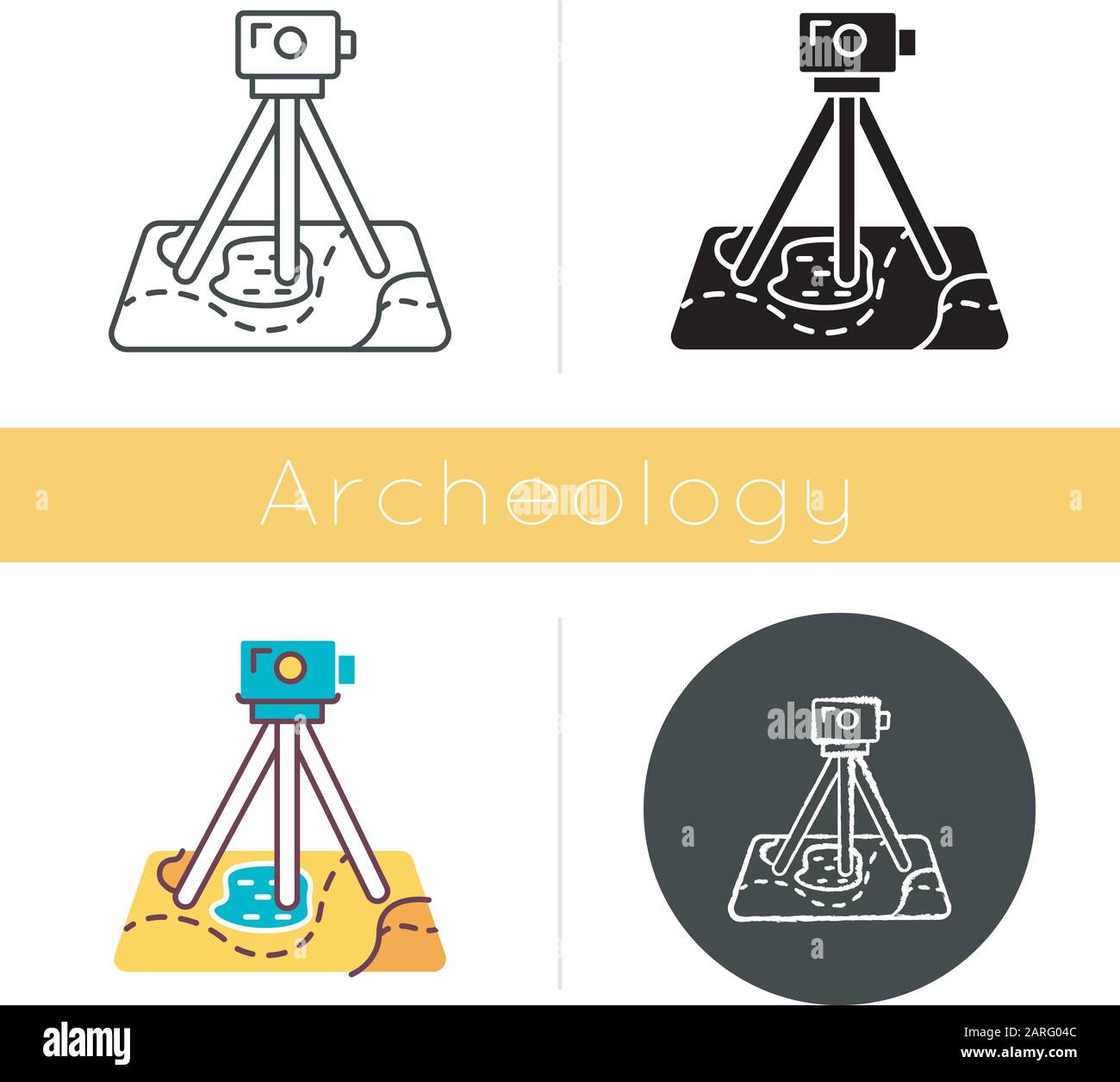 Field survey icon. Research equipment. Archeological exam. Digital tool ...