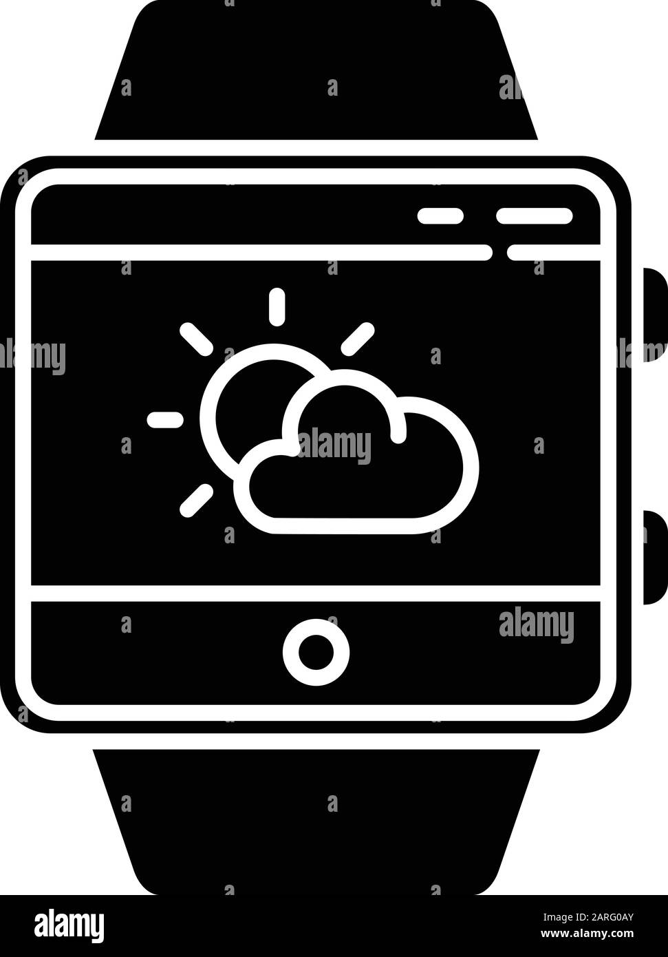 Weather forecast smartwatch function glyph icon. Silhouette symbol ...