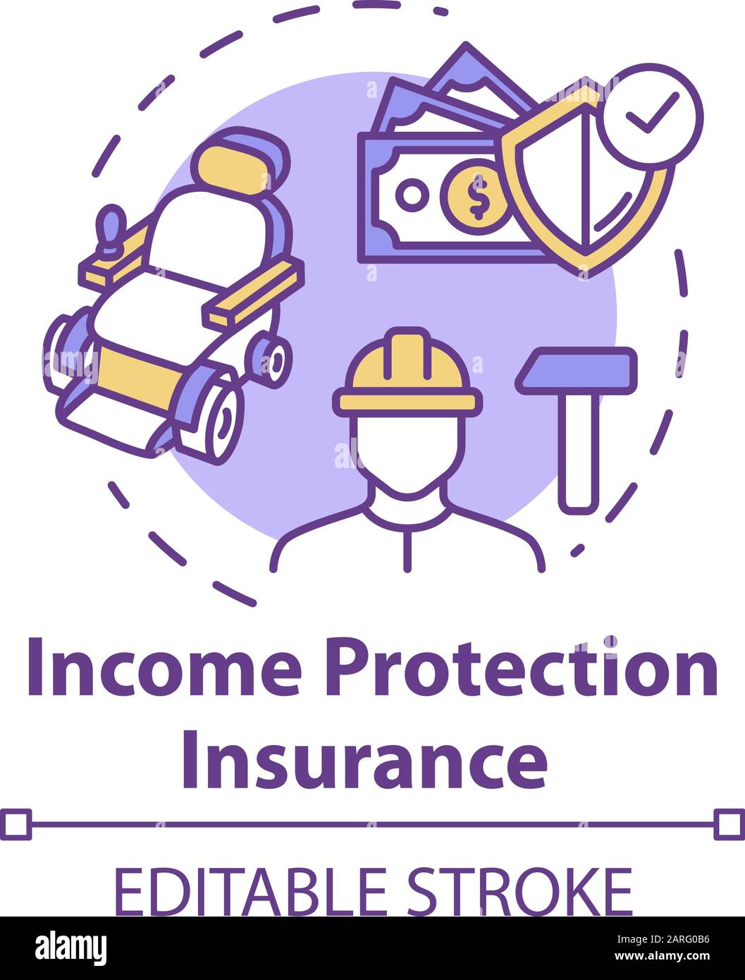 Income protection insurance concept icon. Open deposit. Work accident ...