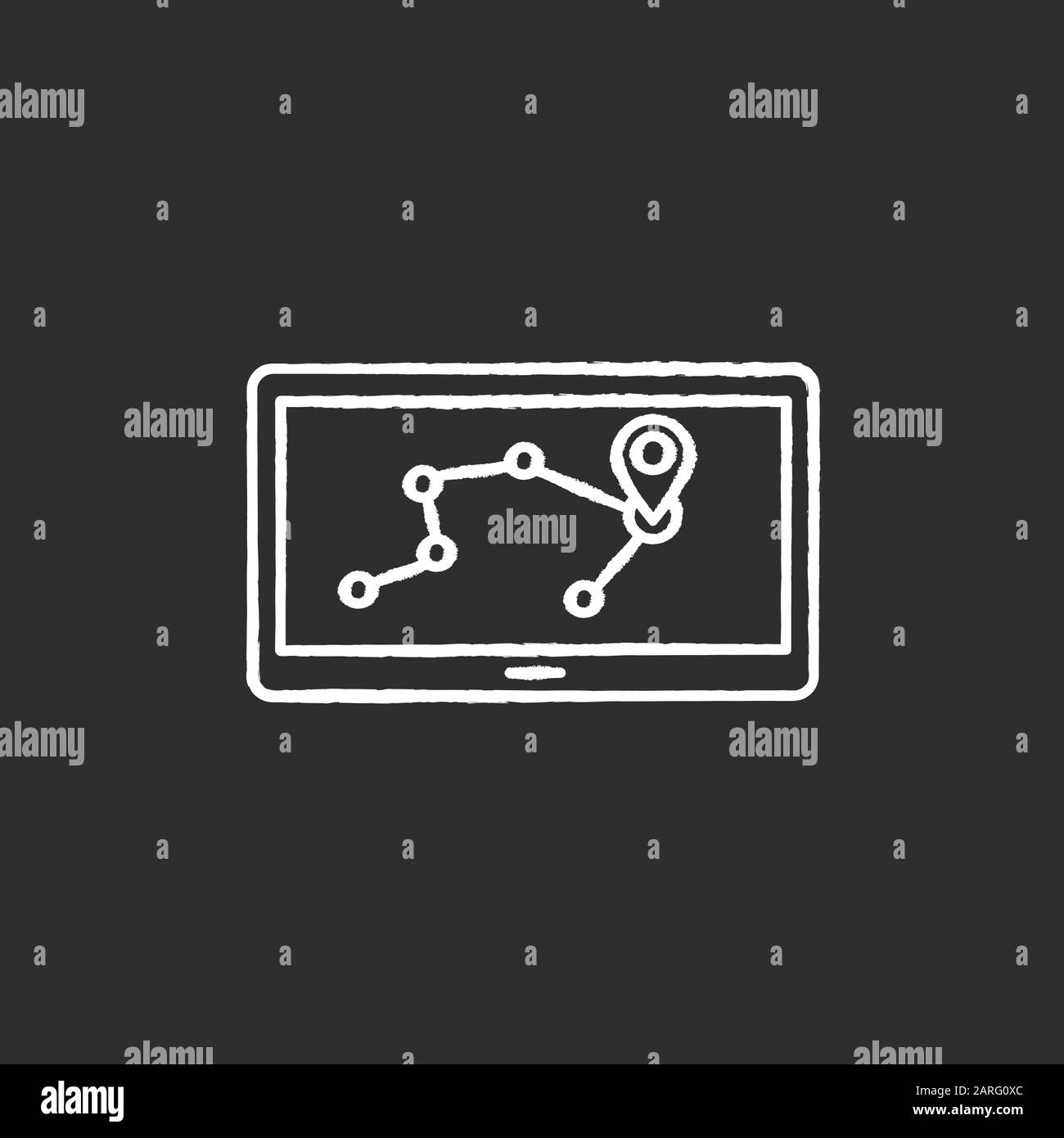 Personal navigation assistant chalk white icon on black background ...