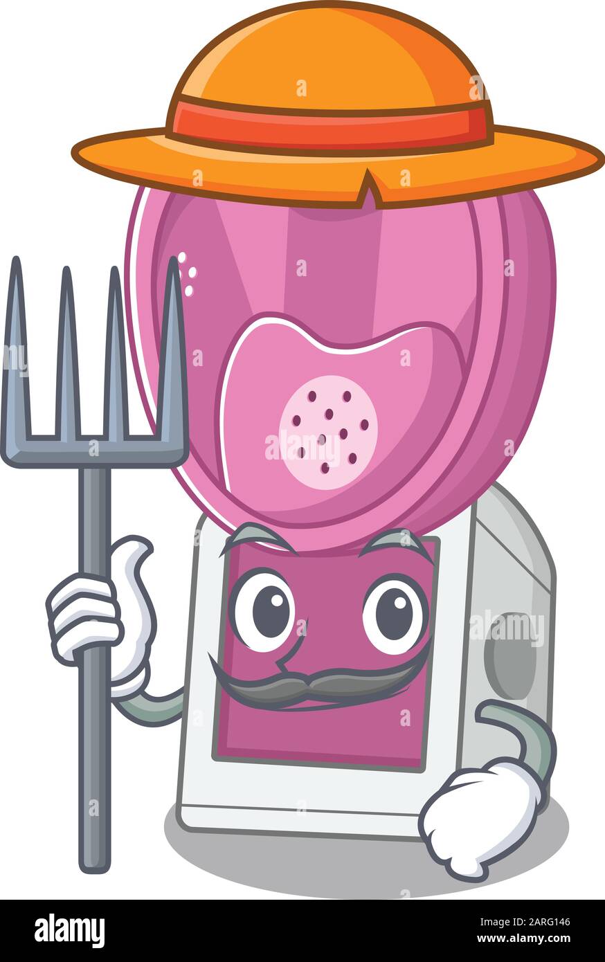 Cheerfully Farmer steam inhaler cartoon picture with hat and tools ...