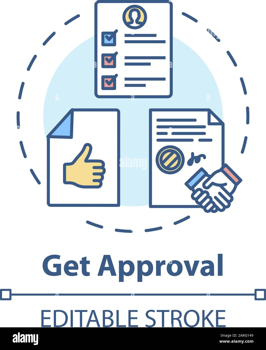 Get approval concept icon. Legal certificate. Get loan. Official ...