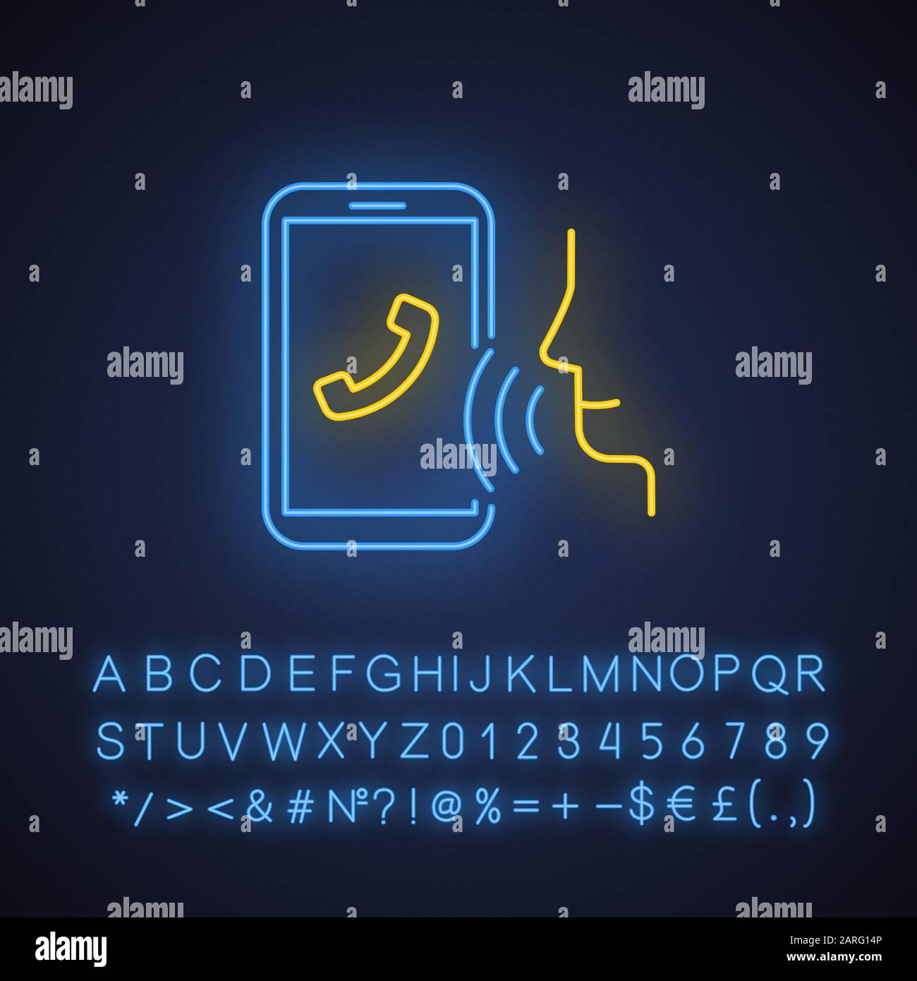 Voice dialing neon light icon. Smartphone call idea. Voice control ...