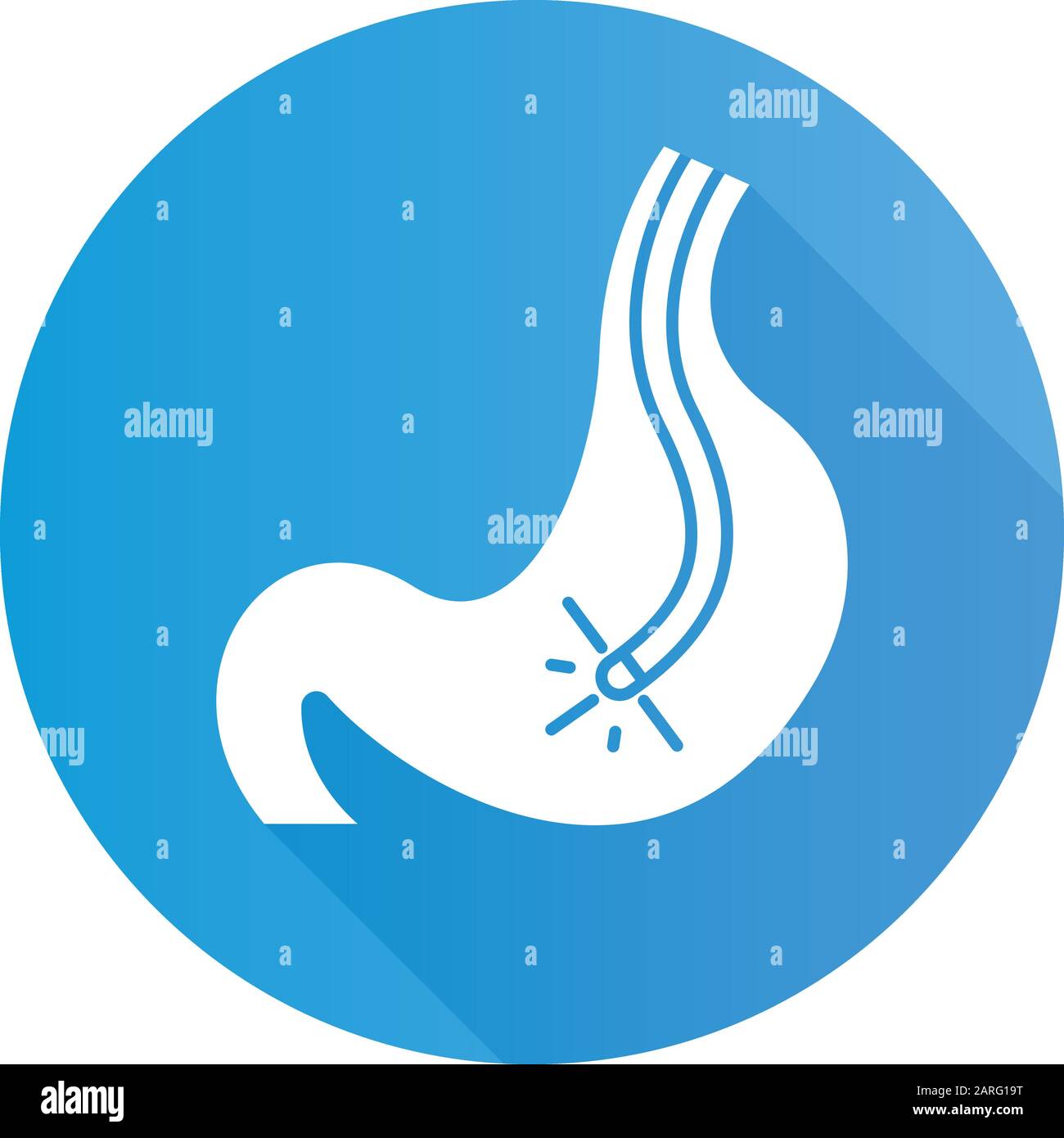 Endoscopy Blue Flat Design Long Shadow Glyph Icon Gastroscopy Process