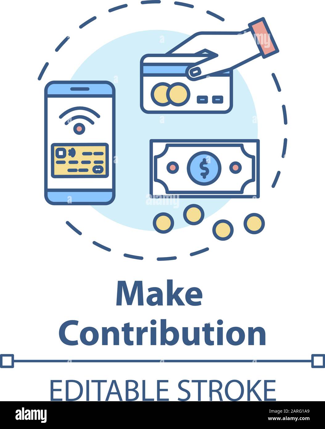 Make contribution concept icon. Donation online. Money transaction ...