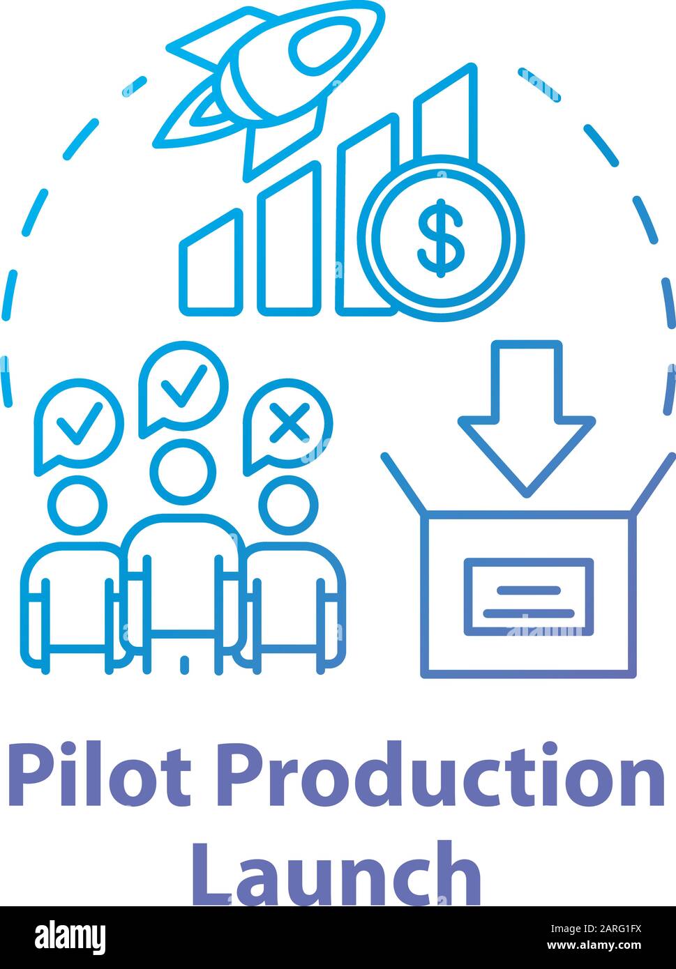 Pilot production launch concept icon. Startup. Strategic management ...