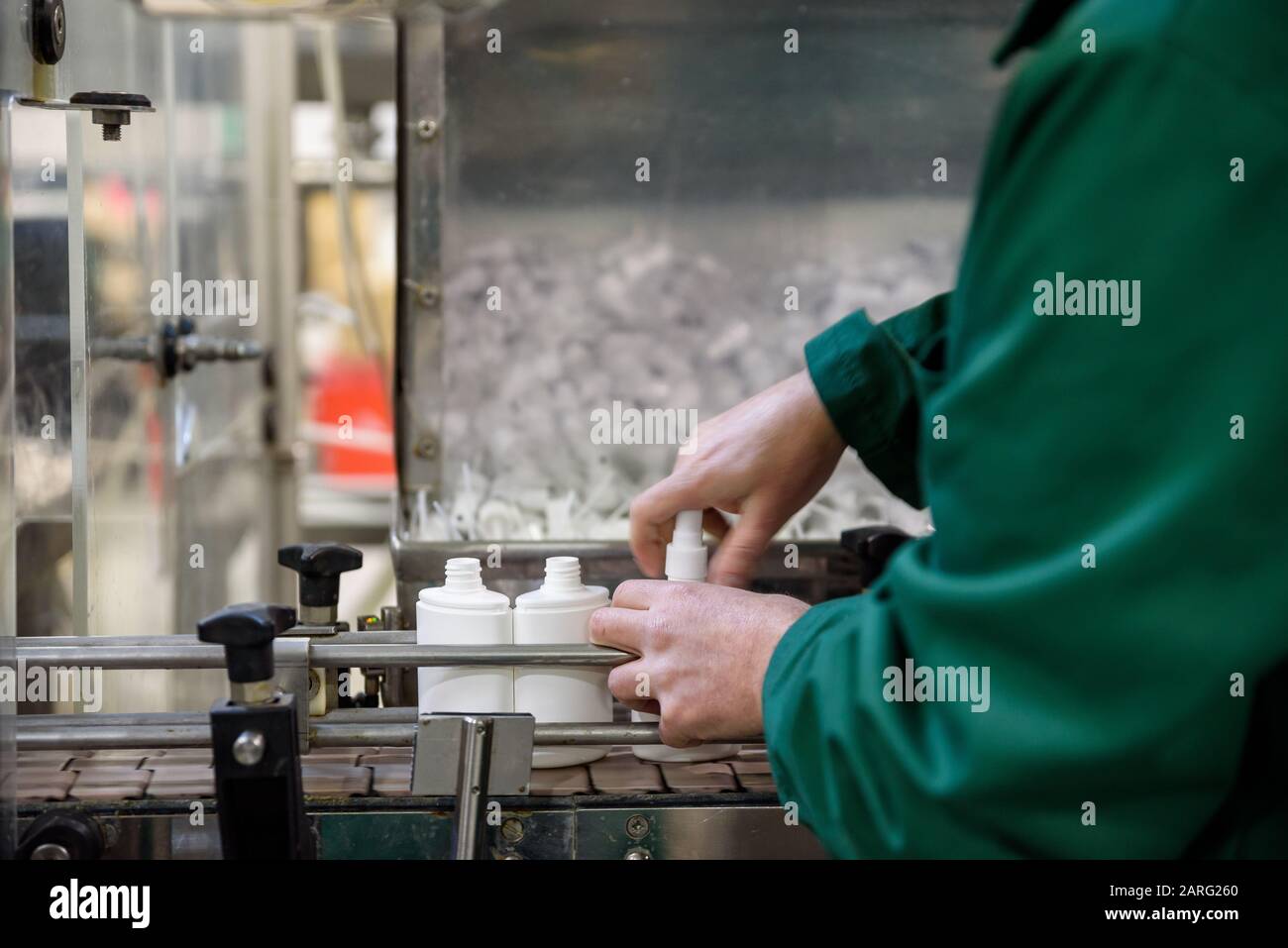 Products being produced in a industrial factory manufacturing plant ...