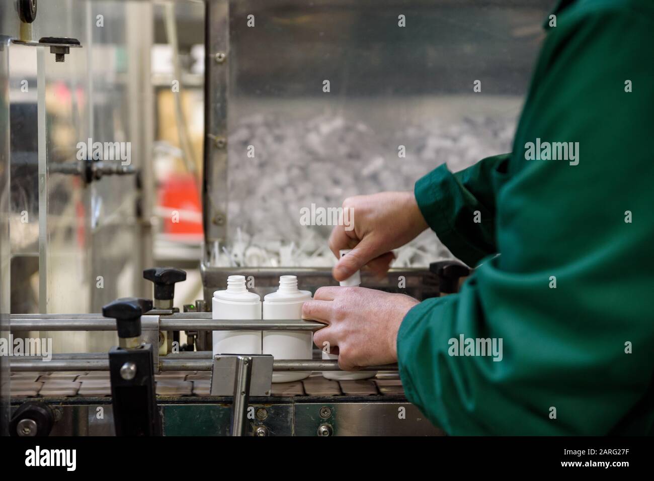 Products being produced in a industrial factory manufacturing plant ...