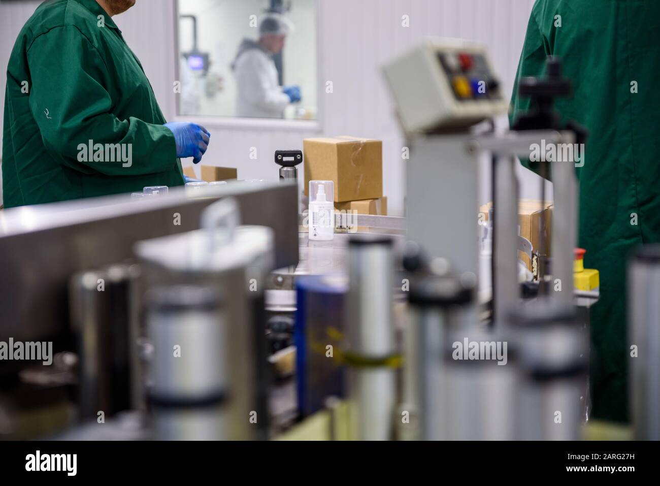 Products being produced in a industrial factory manufacturing plant ...