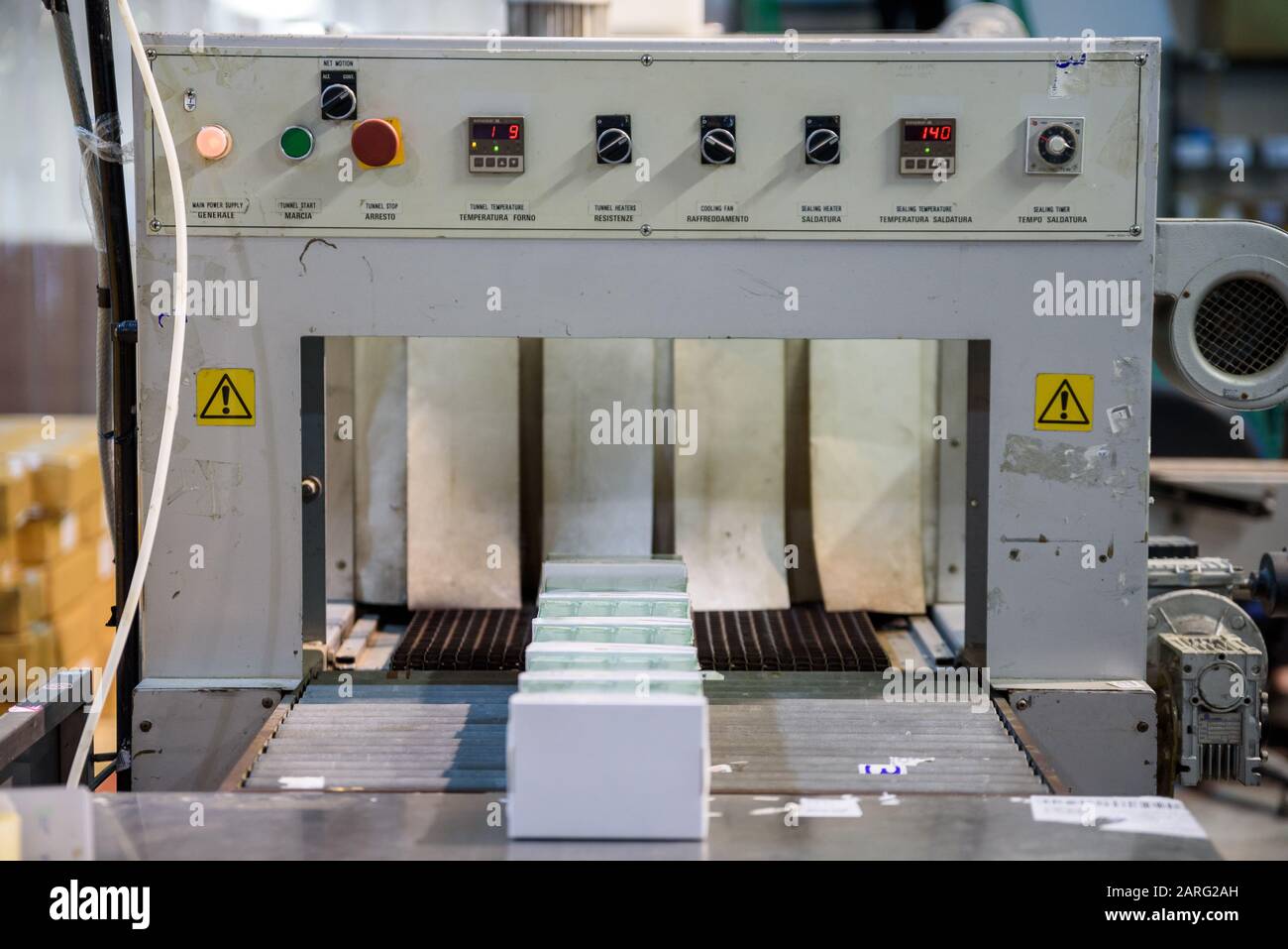 Products being produced in a industrial factory manufacturing plant ...