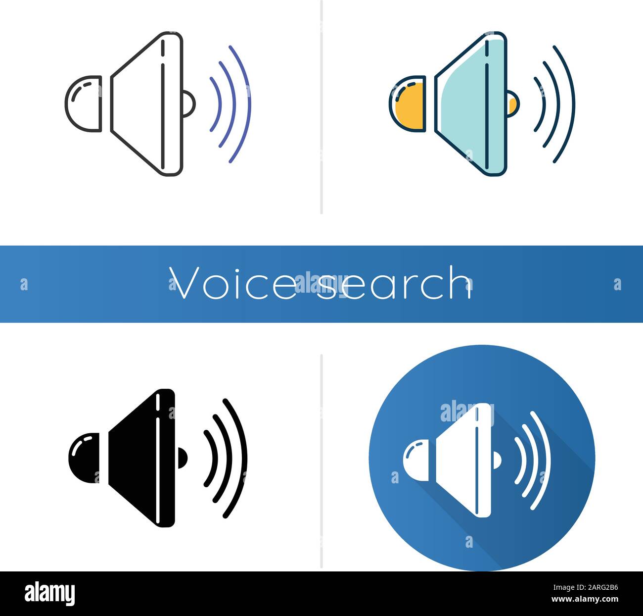 Sound speaker icons set. Volume control idea. Loudspeaker, megaphone ...