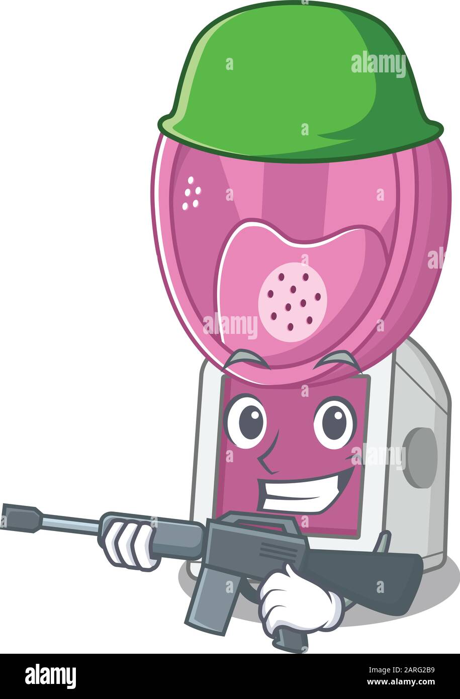 A cartoon design of steam inhaler Army with machine gun Stock Vector ...