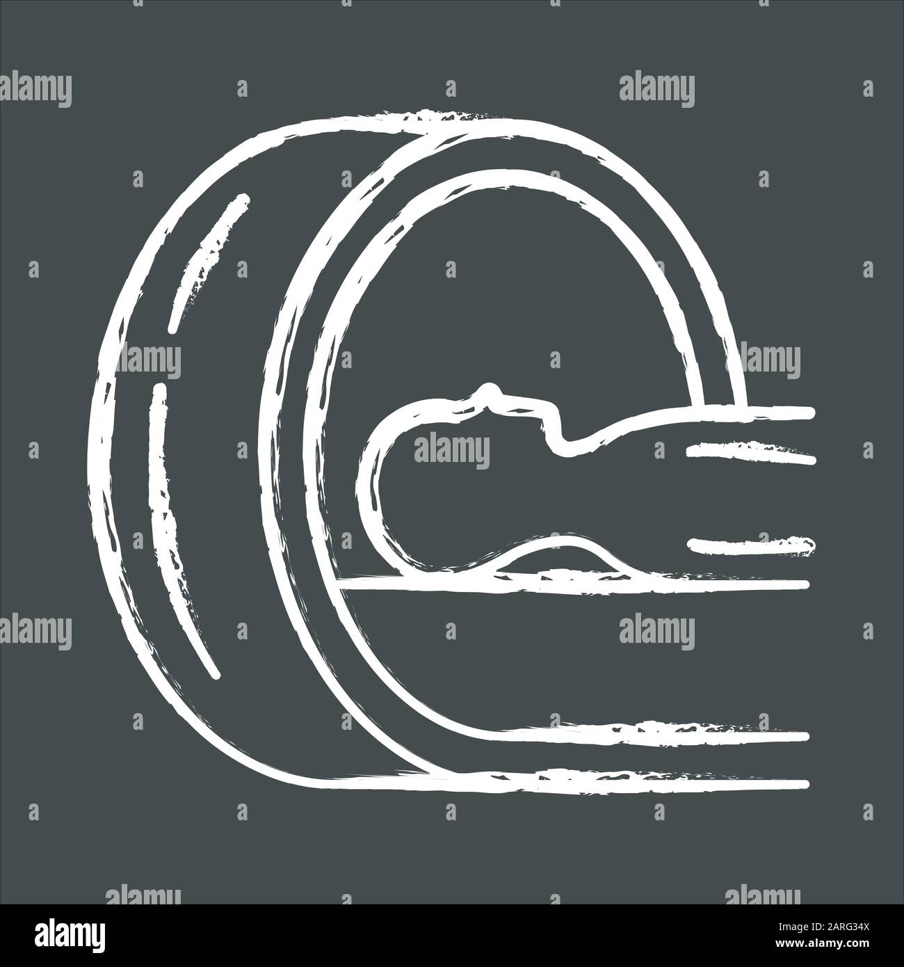Tomography chalk icon. Brain scan. Cancer tumor risk check. Illness ...