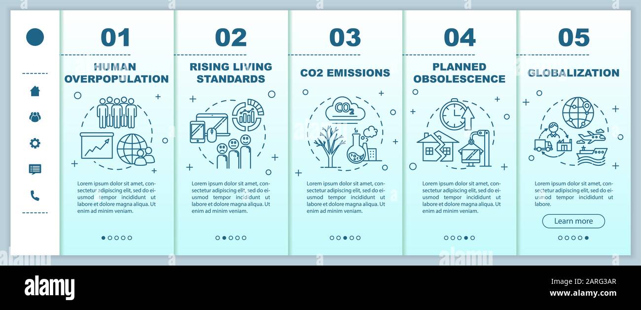 Overconsumption onboarding vector template. Globalization ...