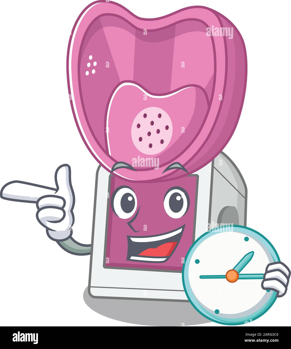 cartoon character style steam inhaler having clock Stock Vector Image ...