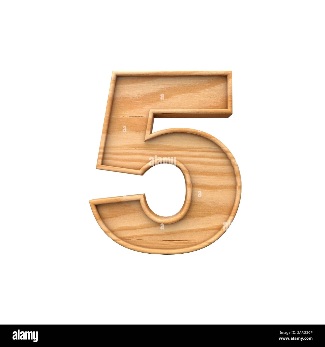 Wooden number 5 symbol. 3D Rendering Stock Photo - Alamy