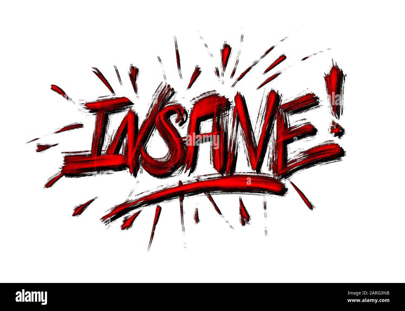 Insane! - Explosive hand lettering illustration isolated on white ...
