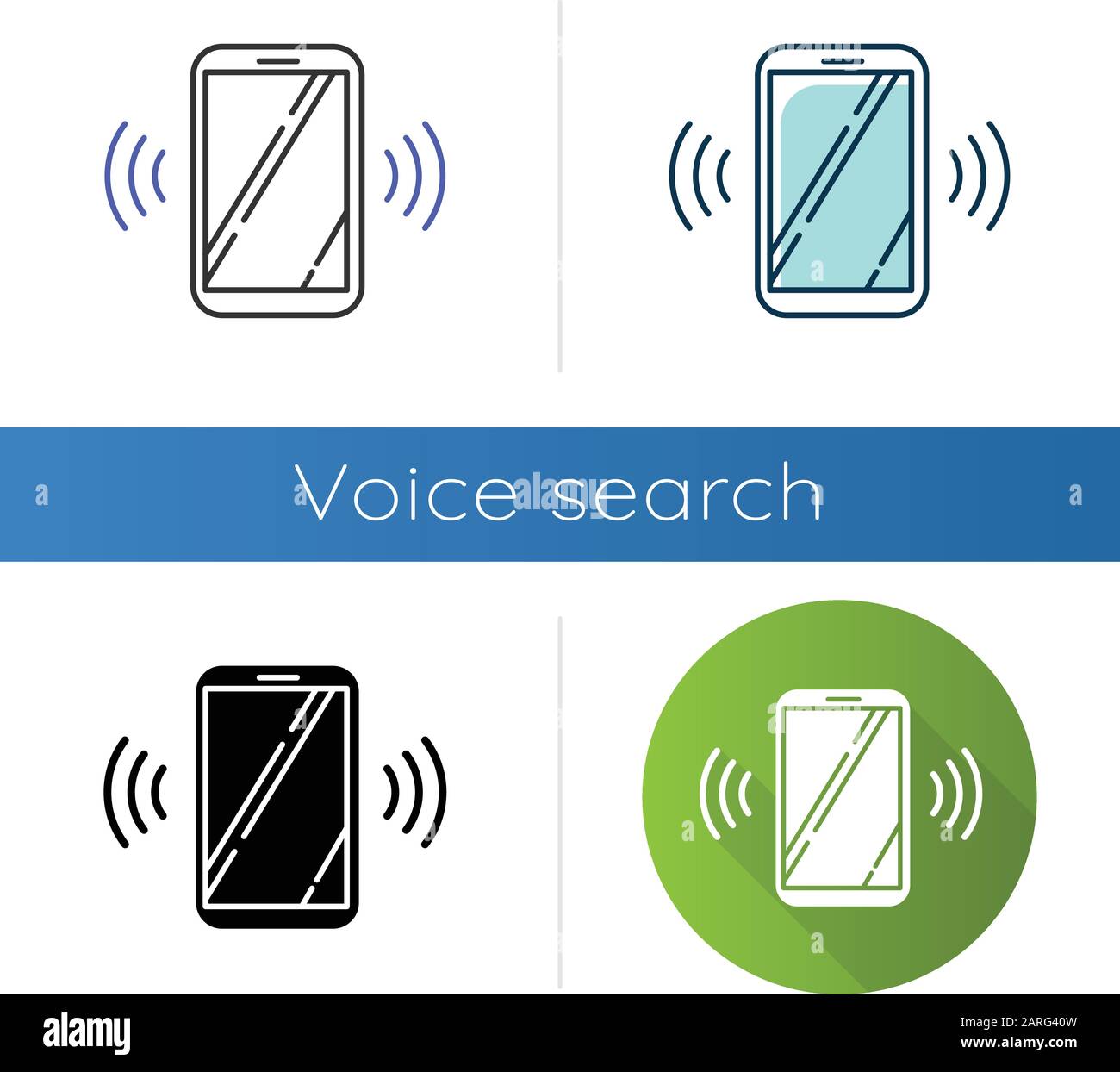 Ringing smartphone icons set. Mobile voice control idea. Sound command ...