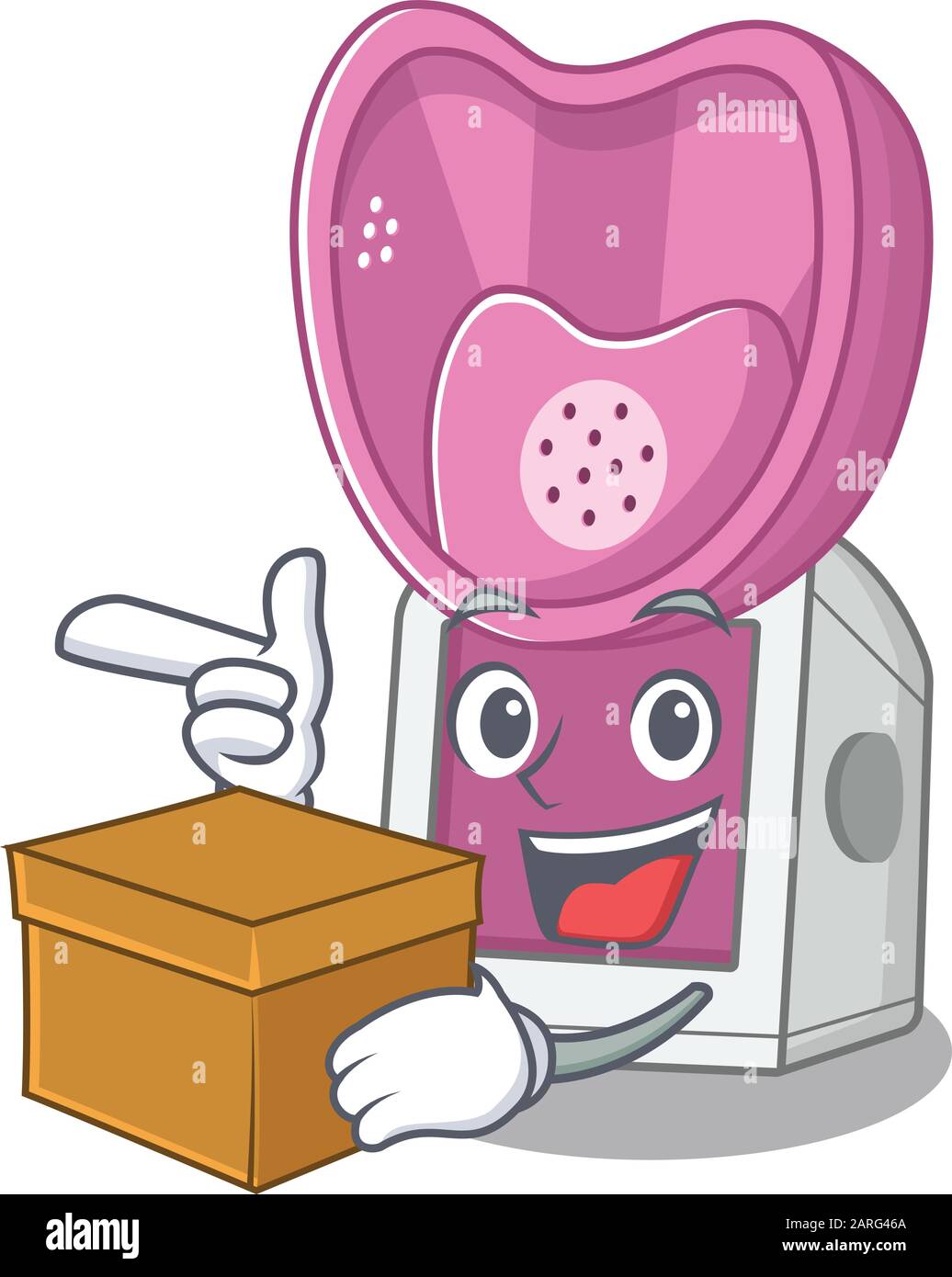 Cute steam inhaler cartoon character having a box Stock Vector Image ...