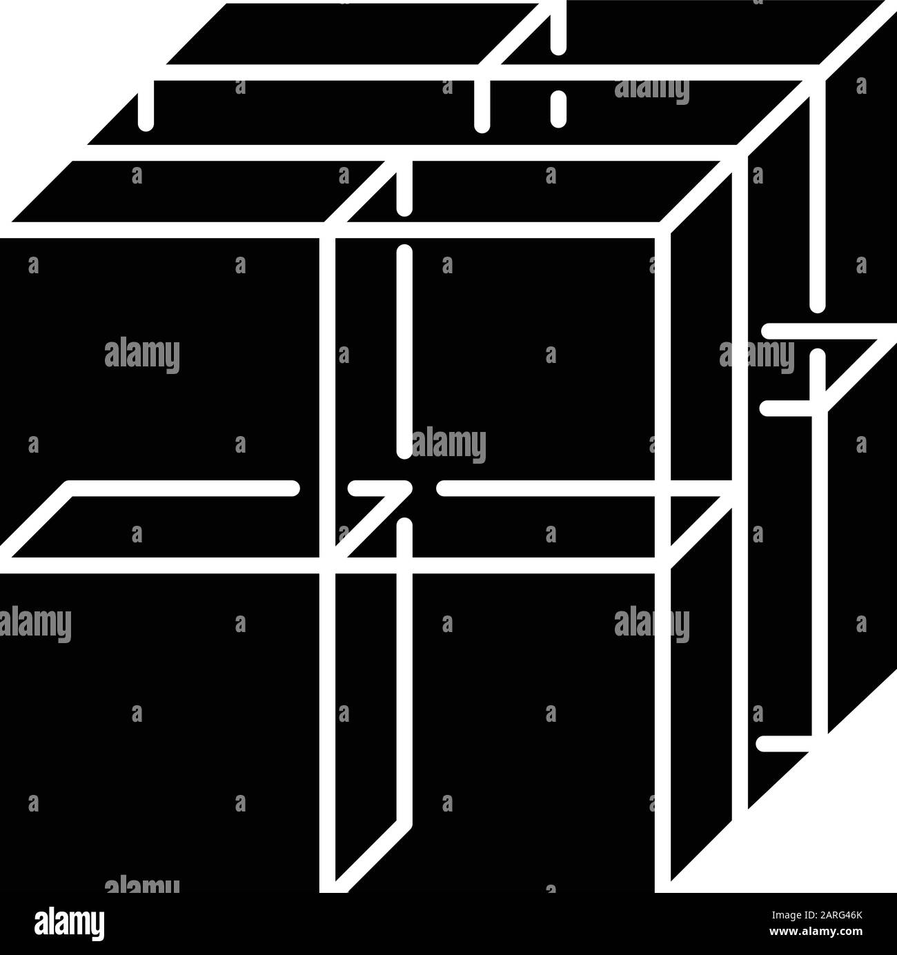 Cube glyph icon. Geometric gridded figure. Graphic abstract shape ...