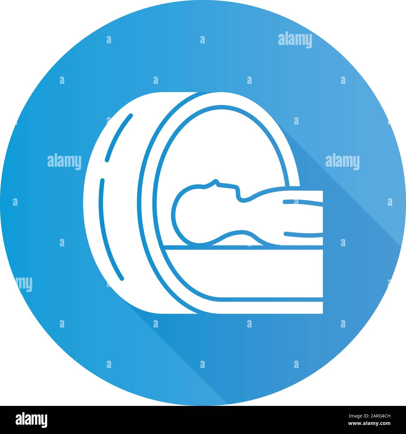 Tomography blue flat design long shadow glyph icon. Brain scan. Cancer ...