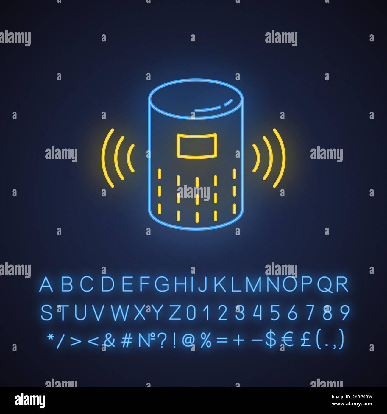 Modern smart speaker neon light icon. Voice command device idea ...