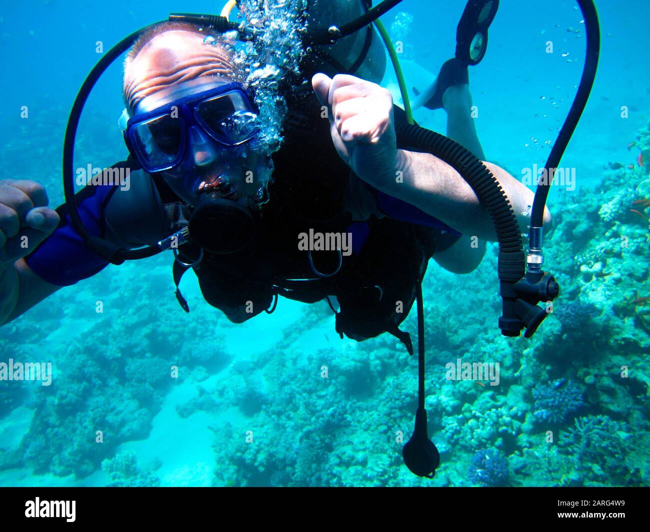 Man scuba diver and beautiful colorful coral reef underwater Stock ...