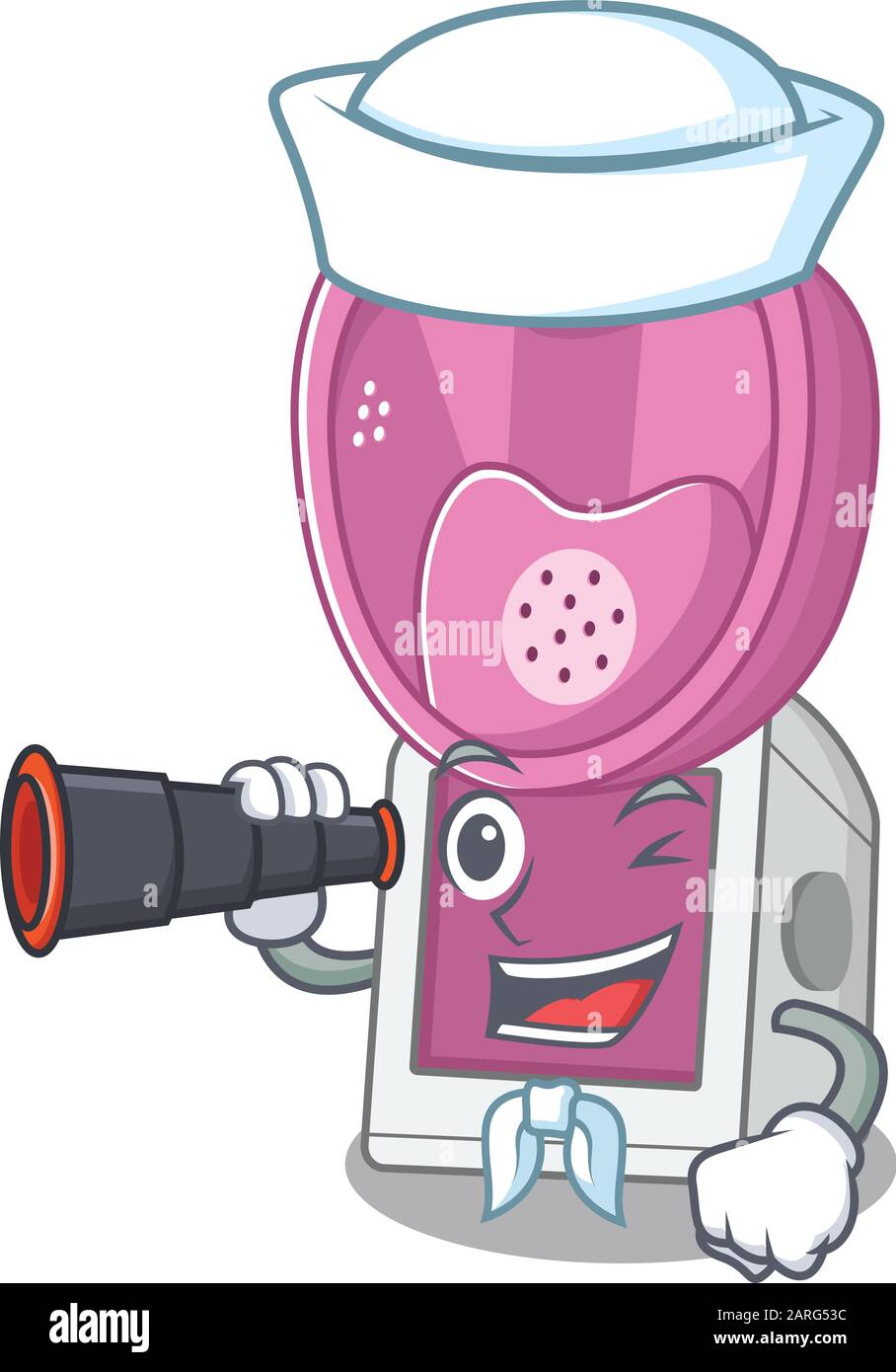 Steam inhaler cartoon happy Sailor style with binocular Stock Vector ...