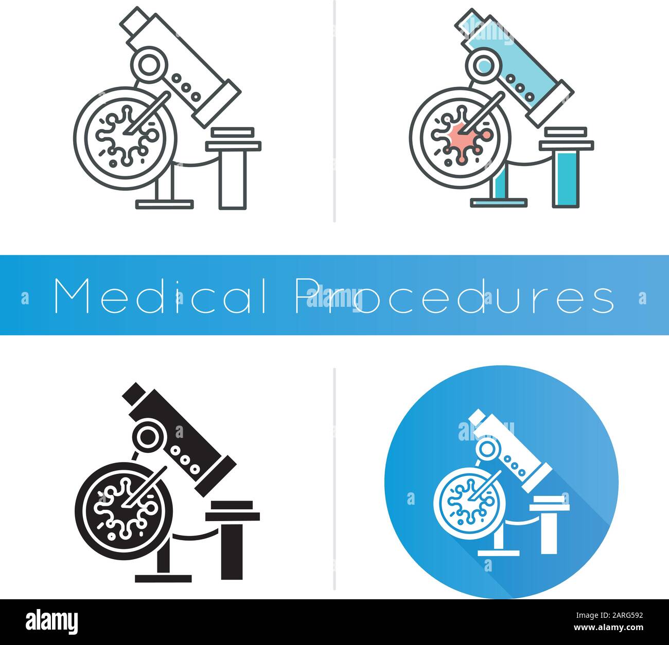 Infection test icon. Medical procedure. Blood culture test. Microscope ...