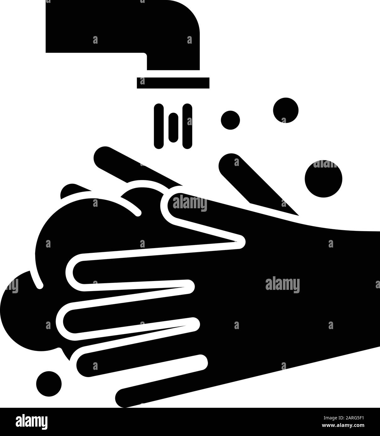 Rinse hands glyph icon. Hygiene and healthcare. Common cold precaution ...