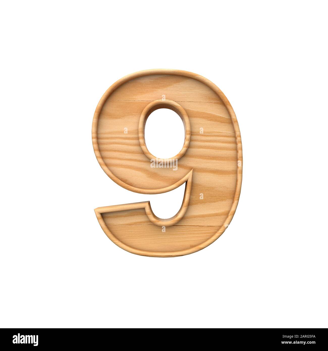 Wooden number 9 symbol. 3D Rendering Stock Photo - Alamy