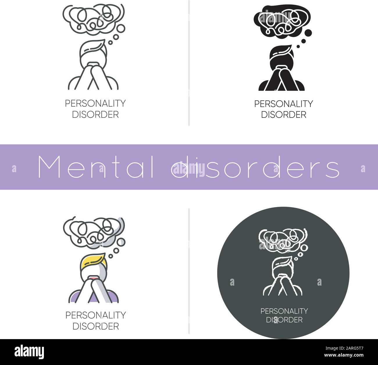 Personality disorder icon. Maladaptive behaviour. Deviation. Mental ...