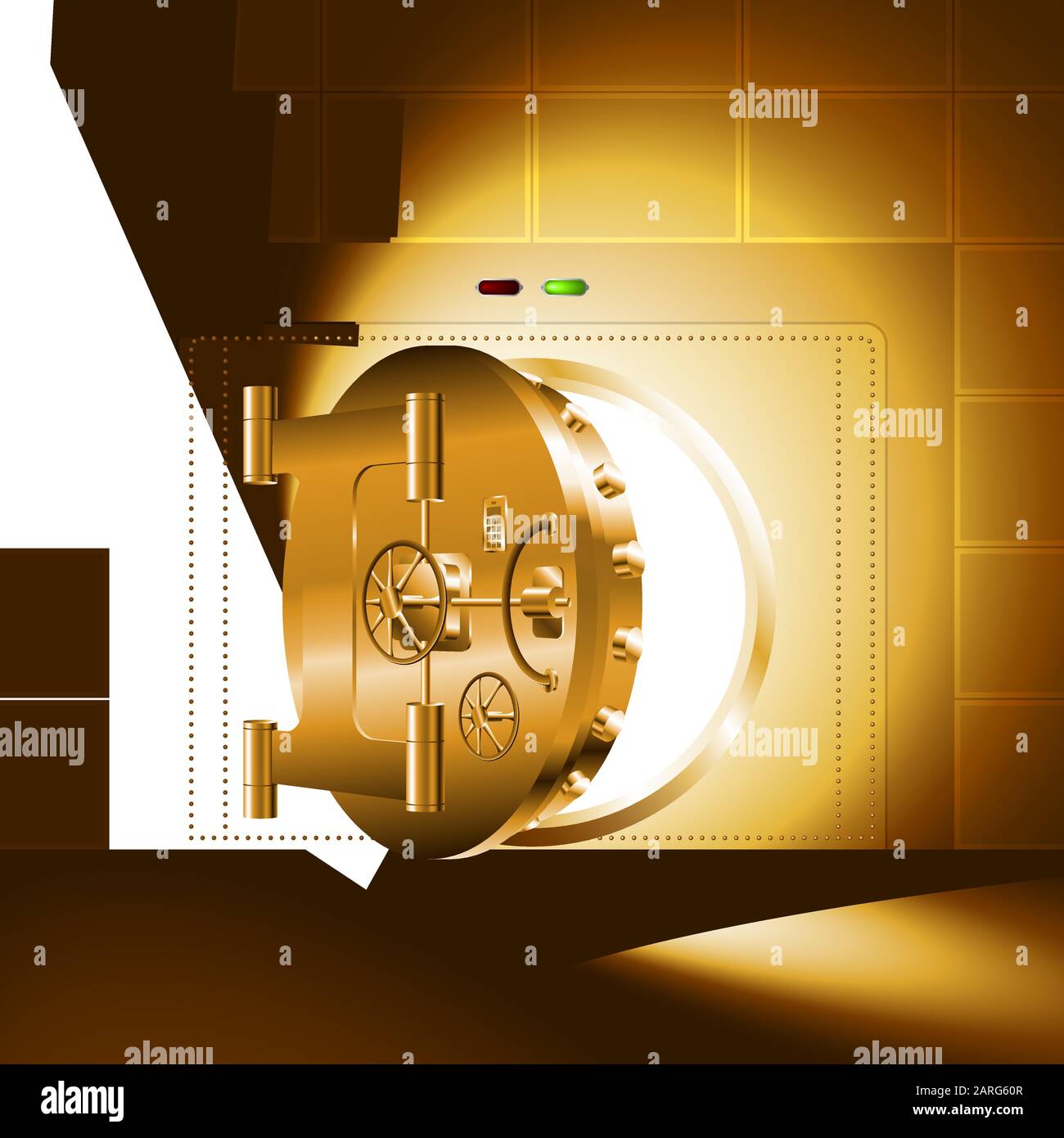 Light through a half-open door of the bank safe-vault Stock Vector ...