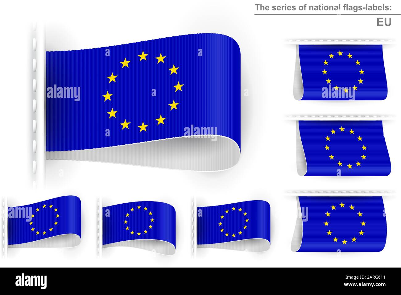 National state flag of European Union; Sewn clothing label tag; Vector ...