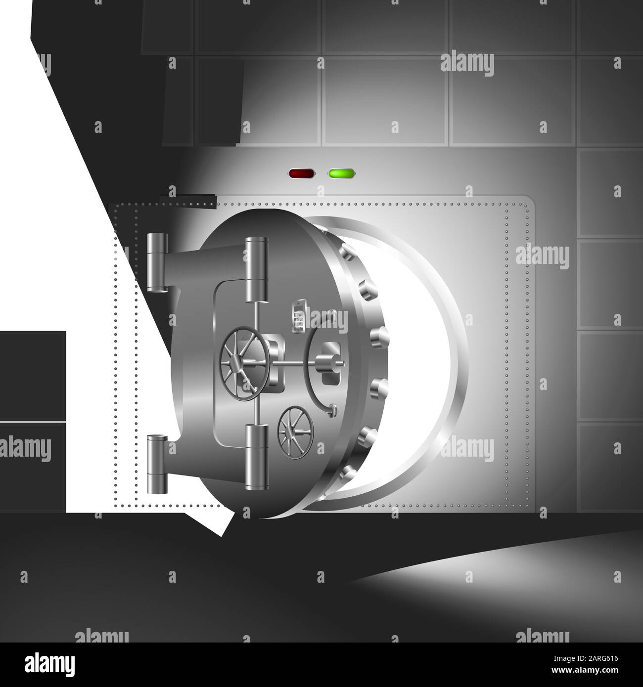 Light through a half-open door of the bank safe-vault Stock Vector ...