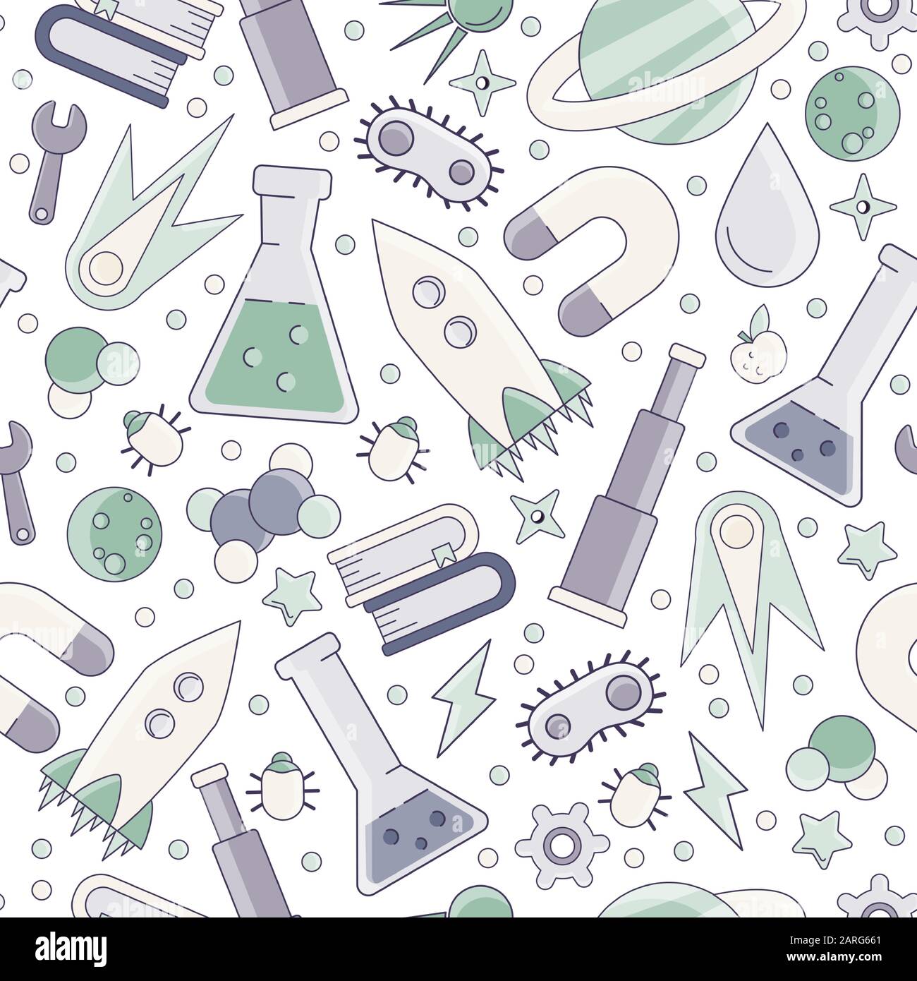 Back To School Pattern Science Flat Seamless Pattern With Scientific