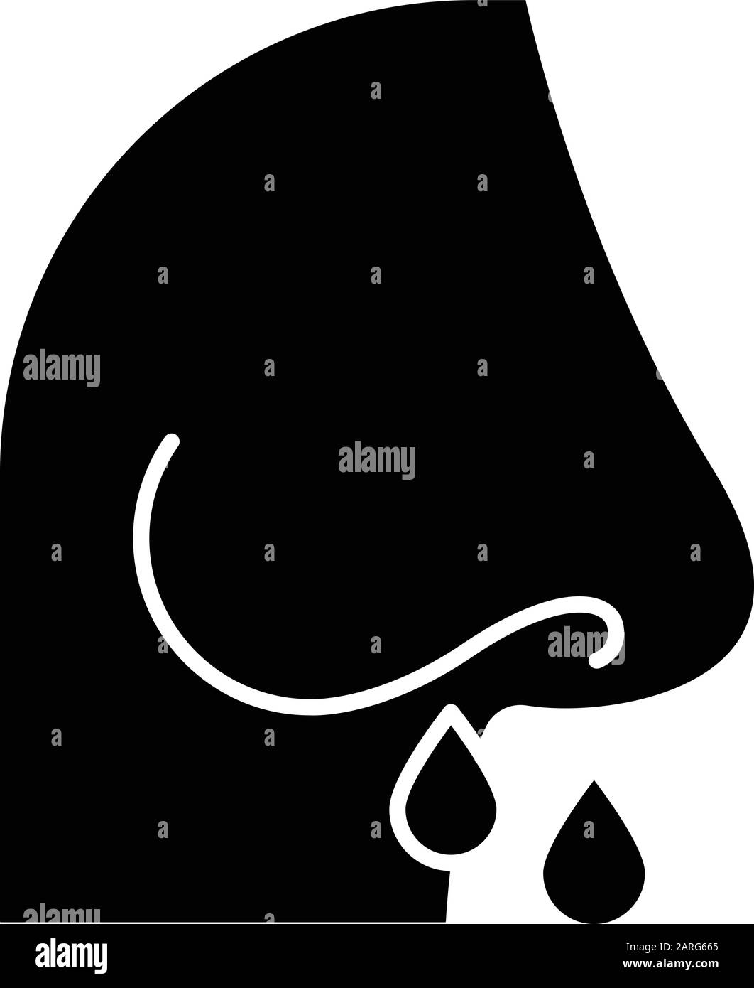 Drip nose glyph icon. Common cold. Grippe symptome. Flu infection ...