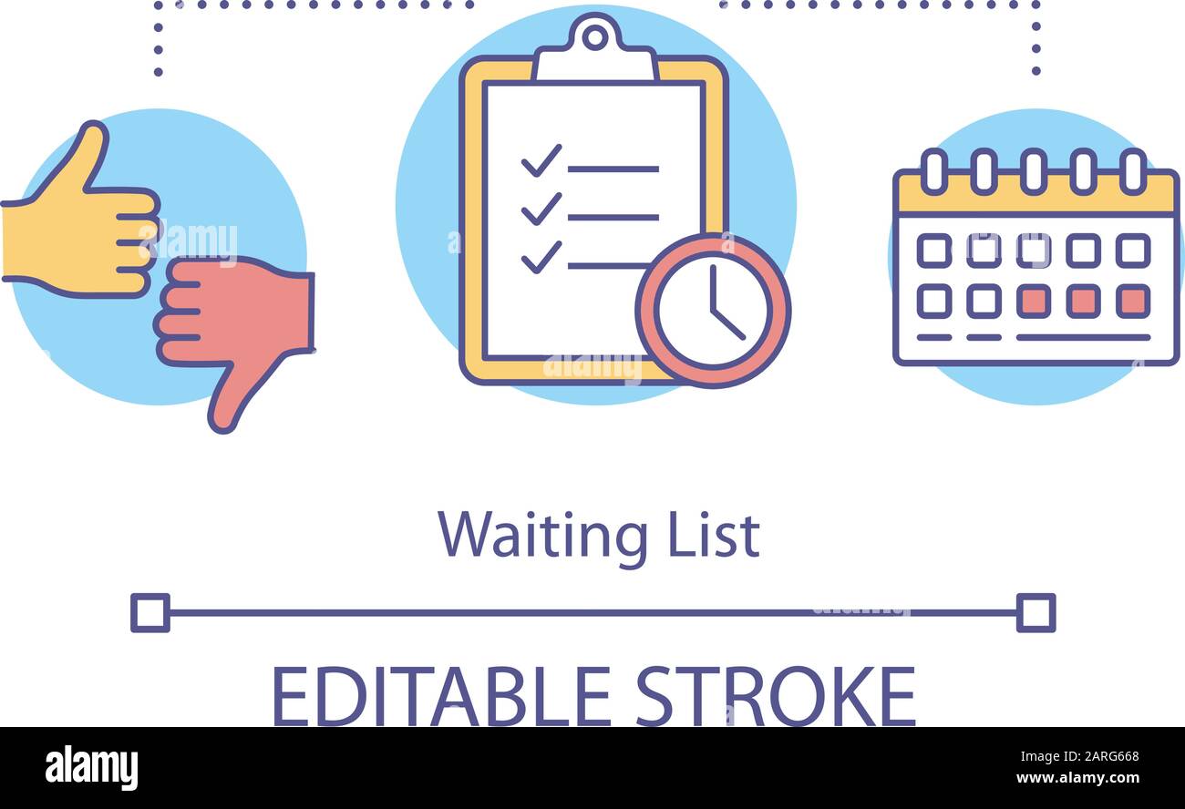 Waiting list concept icon. Assessment of own success. Planning. Time ...