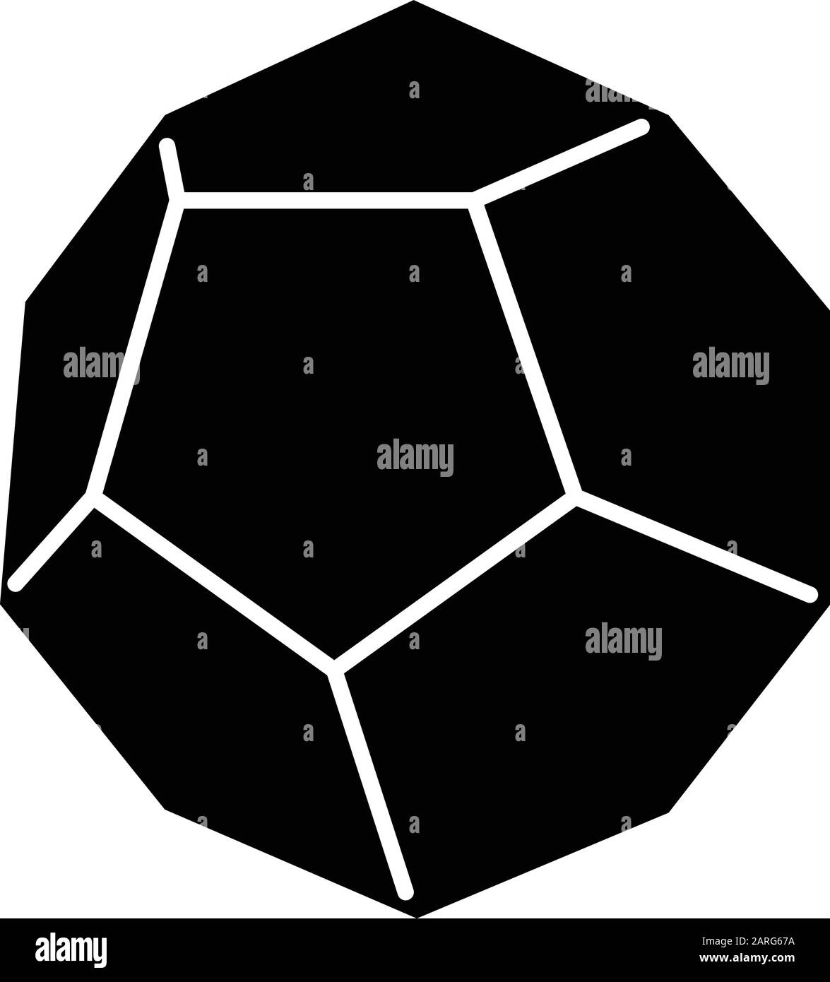 Dodecahedron glyph icon. Geometric figure with hexagon base. Decorative ...