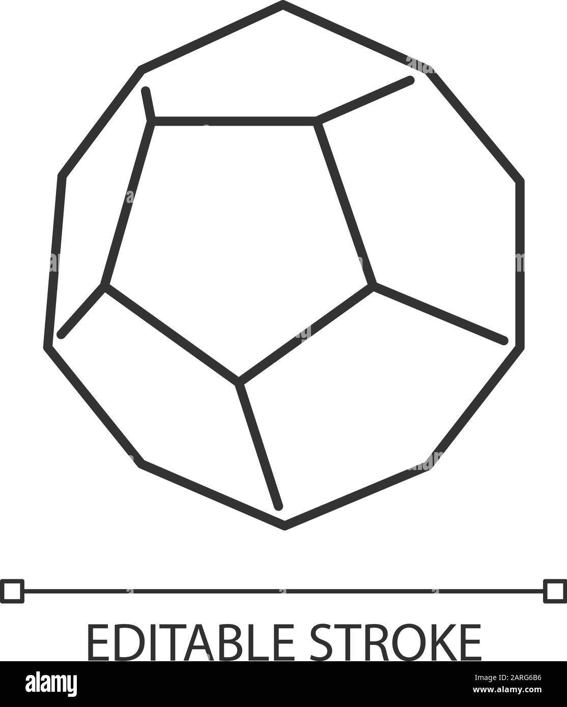 Dodecahedron linear icon. Geometric figure with hexagon base. Simple ...