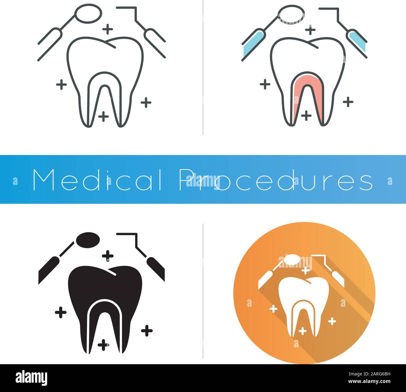 Dental care icon. Medical procedures. Dentistry. Tooth examination ...