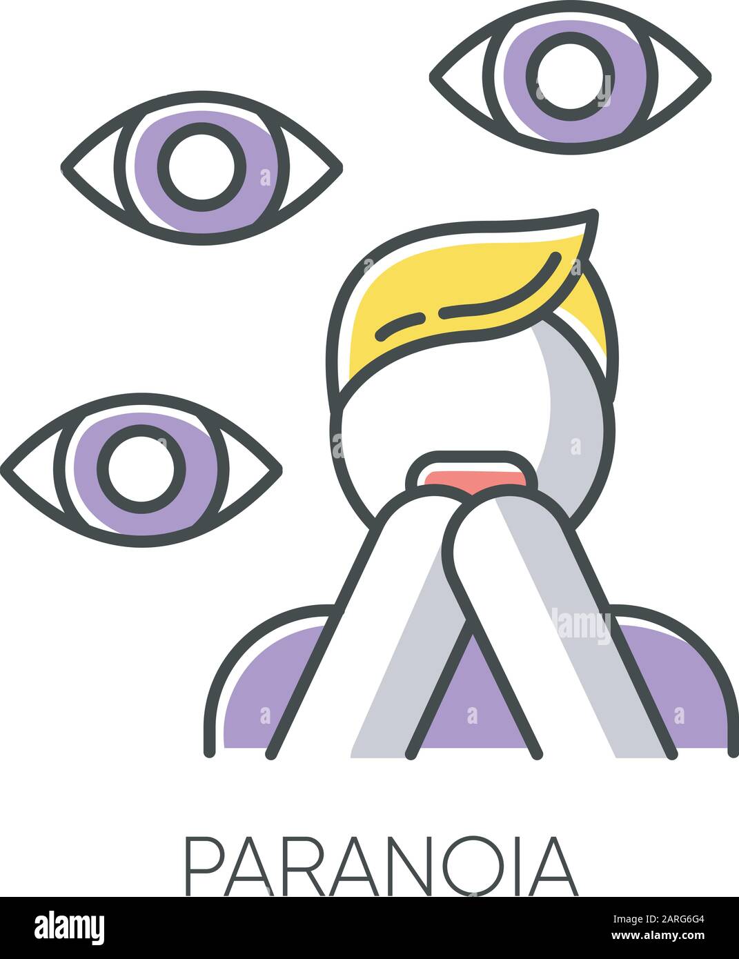 Paranoia color icon. Panic attack. Scared person. Fear and phobia ...