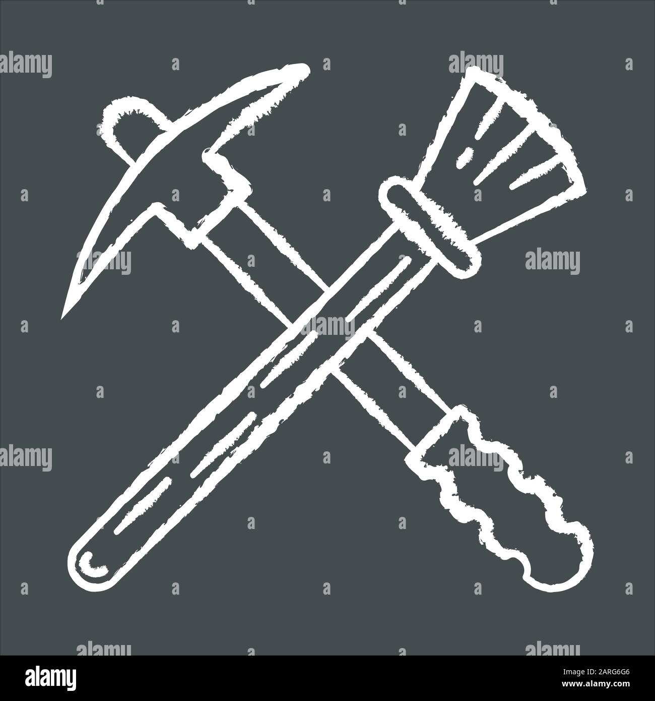 Archeologist tools chalk icon. Restoration. Renovation equipment ...