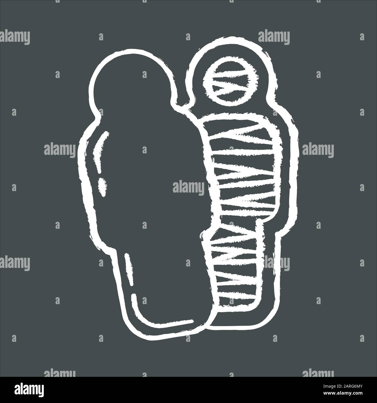 Mummy chalk icon. Pharaoh in sarcophagus. Dead body in coffin. Bandaged ...