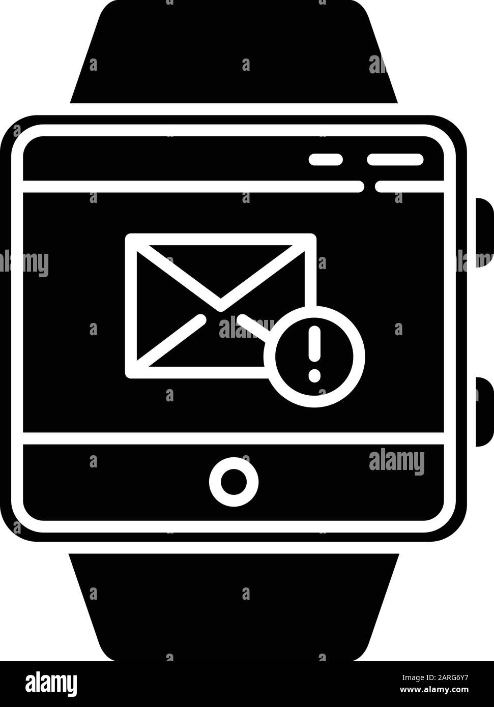 Messaging smartwatch function glyph icon. Silhouette symbol. Sending ...