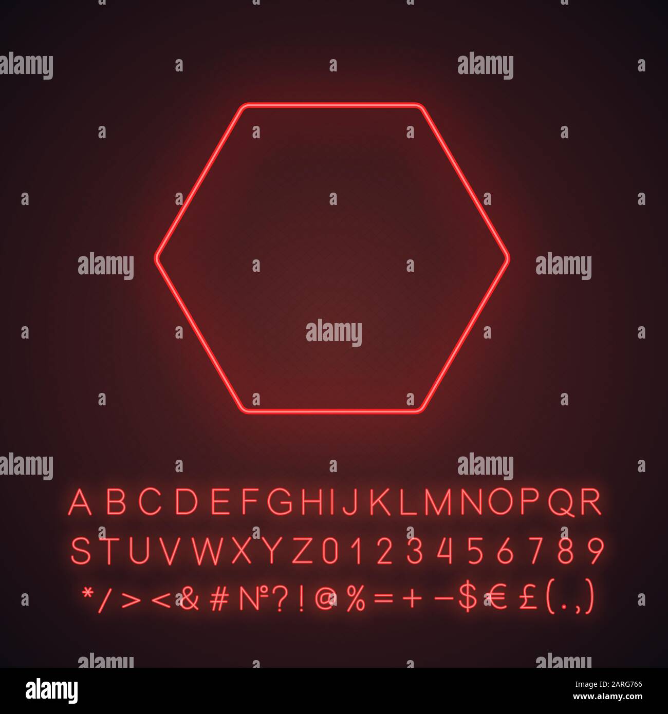 Hexagon neon light icon. Six-sided geometric figure. Decorative graphic ...